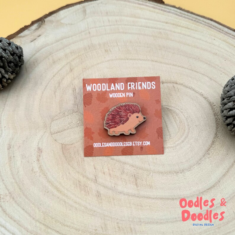 Hedgehog Wooden Pin Badge: Eco-friendly Woodland Accessory - Etsy