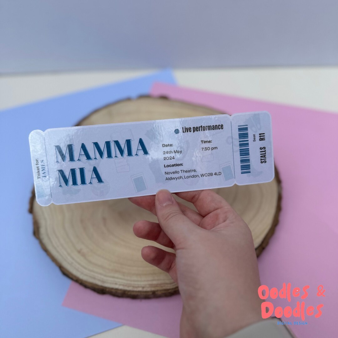 Mamma Mia Custom Theatre Ticket | Musical-themed Gift | Custom Gift ...