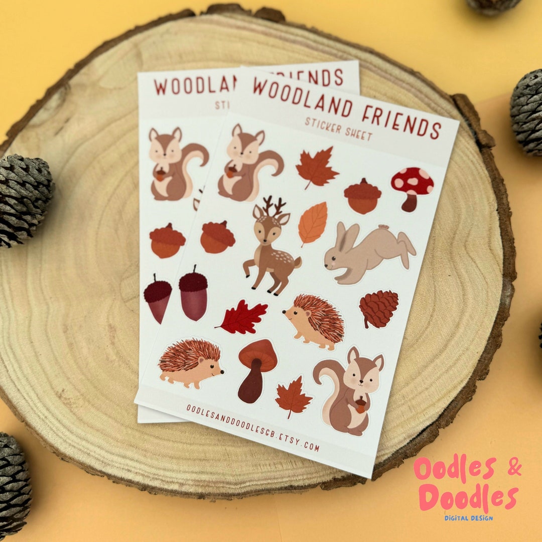 Woodland Animals Sticker Sheet | Woodland Stickers | Autumnal Animals ...
