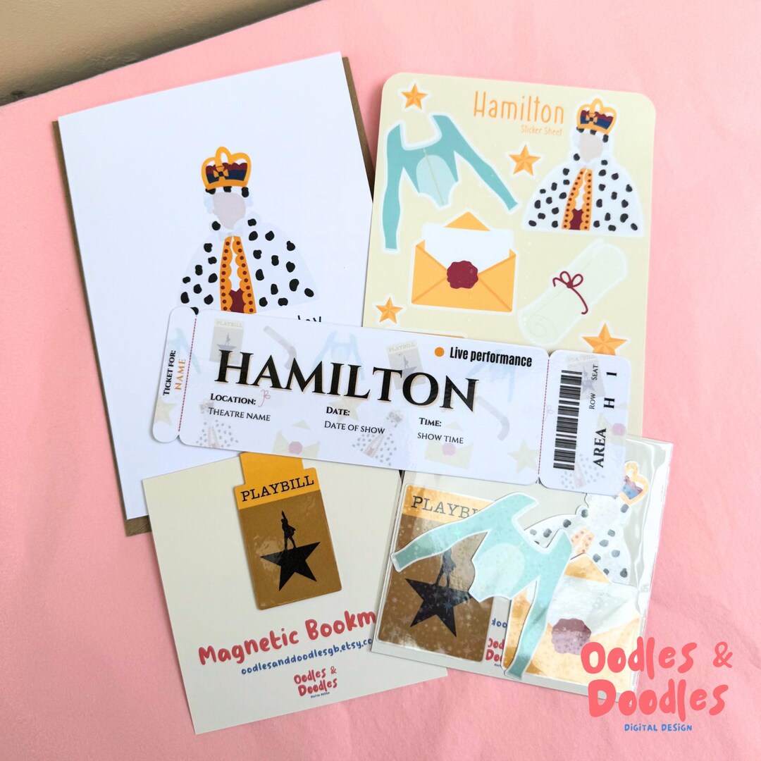 Hamilton Musical Gift Box: Stickers, Bookmark & Custom Ticket - Etsy