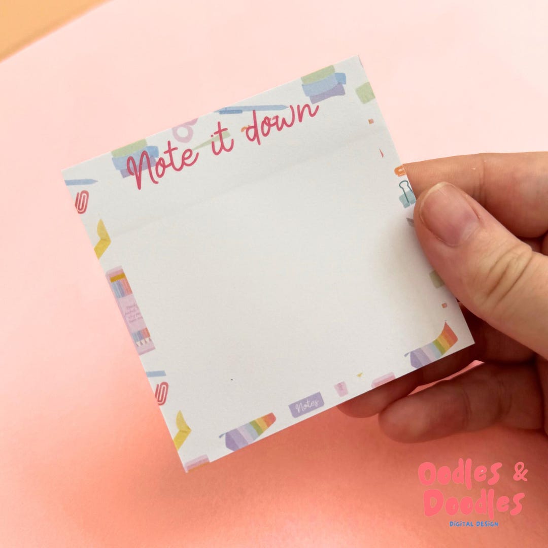 Pastel Stationery Sticky Notes – "note It Down" Desk Accessory - Etsy