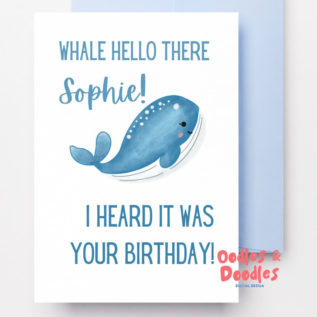 Personalised Whale Birthday Card Whale Card Under the Sea Greeting Card ...