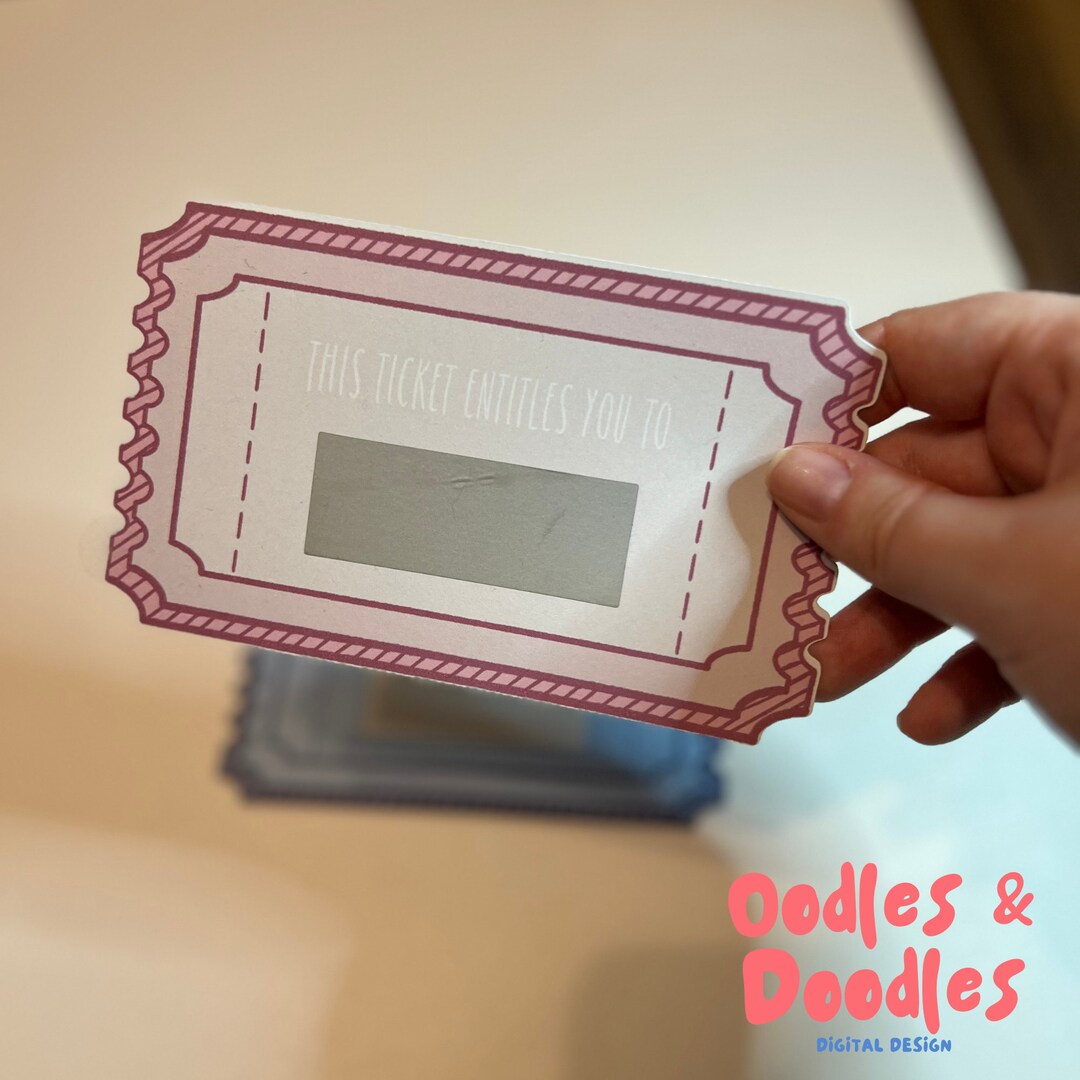Pink Custom Scratch to Reveal Ticket Surprise Gift Scratch Card ...