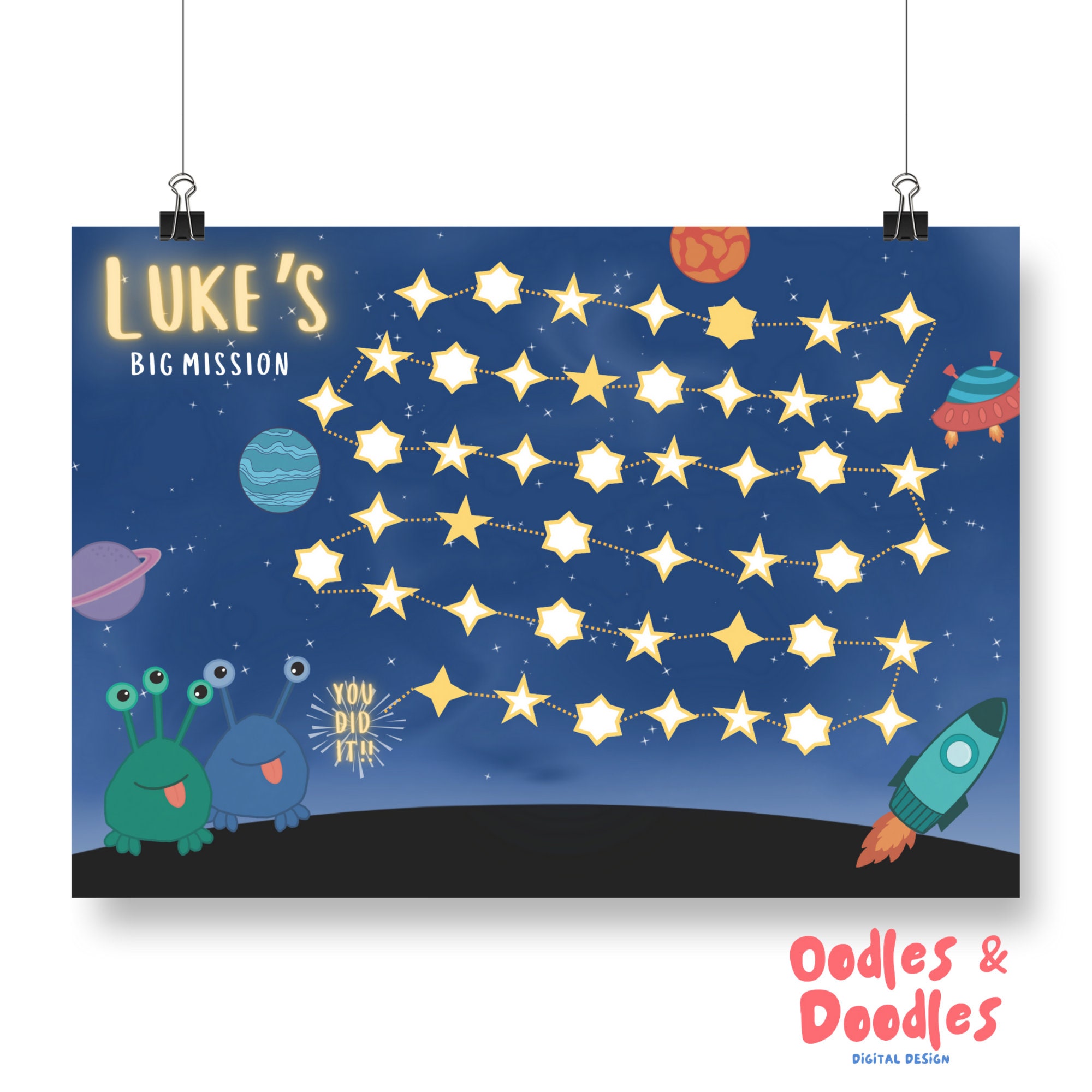 Personalised Reward Chart Space Mission Reward Chart Kids Reward Chart ...