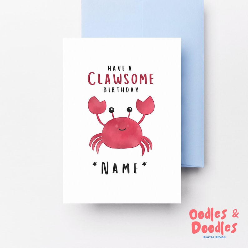 Personalised Crab Birthday Card Crab Birthday Card Funny Birthday Card ...