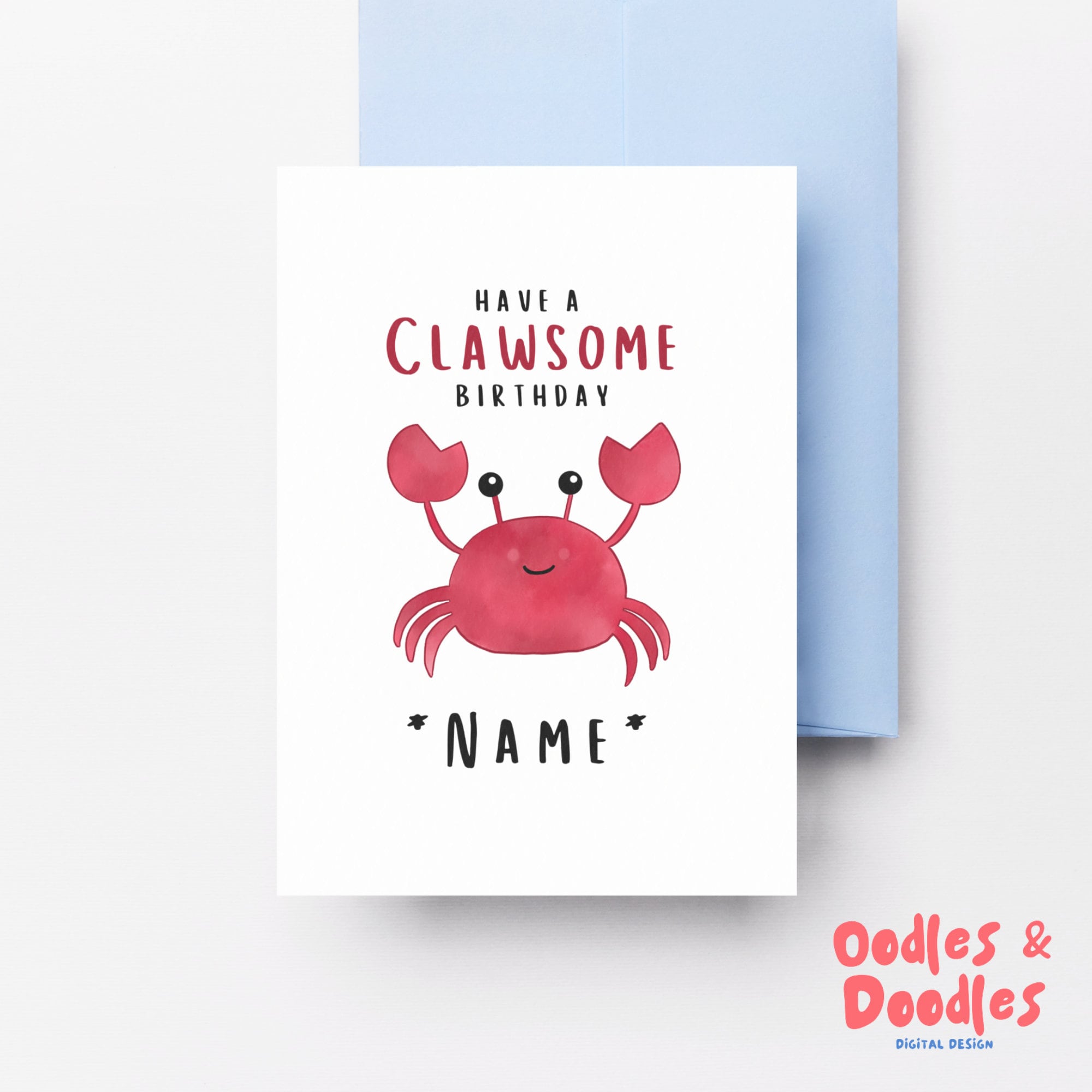 Personalised Crab Birthday Card Crab Birthday Card Funny Birthday Card ...