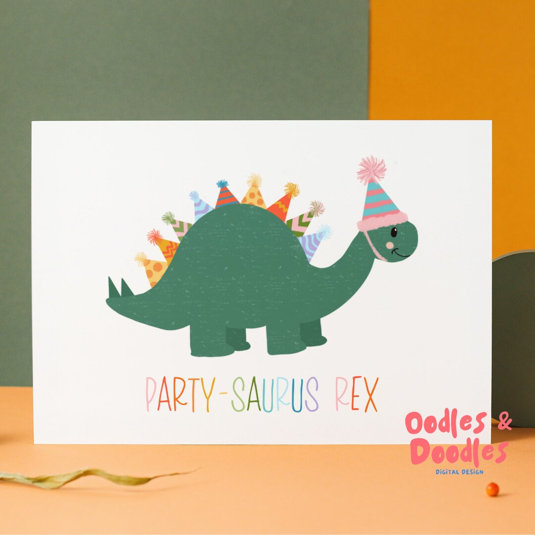 Dinosaur Birthday Card Party-saurus Rex Card Dinosaur Card Fun Birthday ...