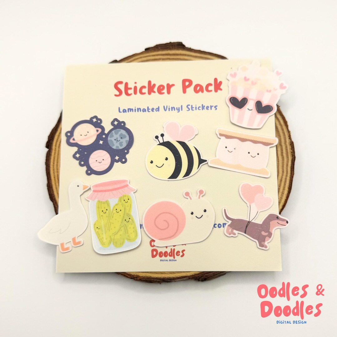Cute Doodles Sticker Pack | Laminated Stickers | Birthday | Holographic ...