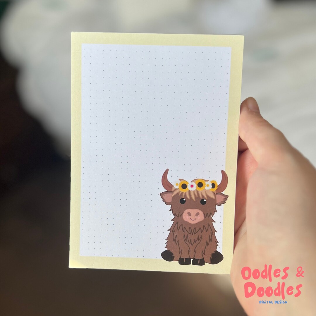 Yellow Highland Cow Notepad Cute Notepad Highland Cow Gift Gift for Her ...
