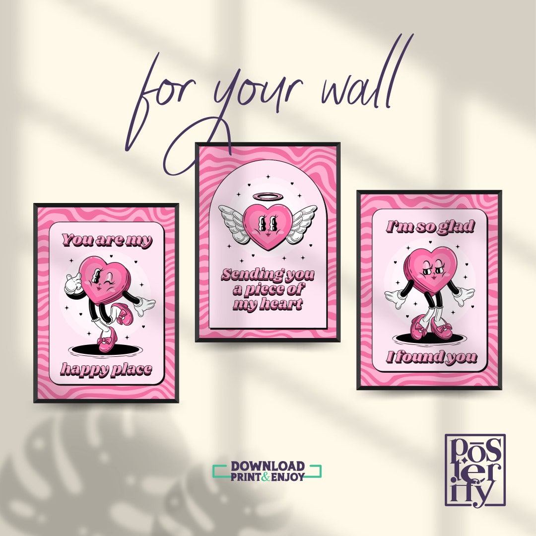 Free Wallpaper, Printable Valentine's Day Gift Art Print Set of 3 Large ...