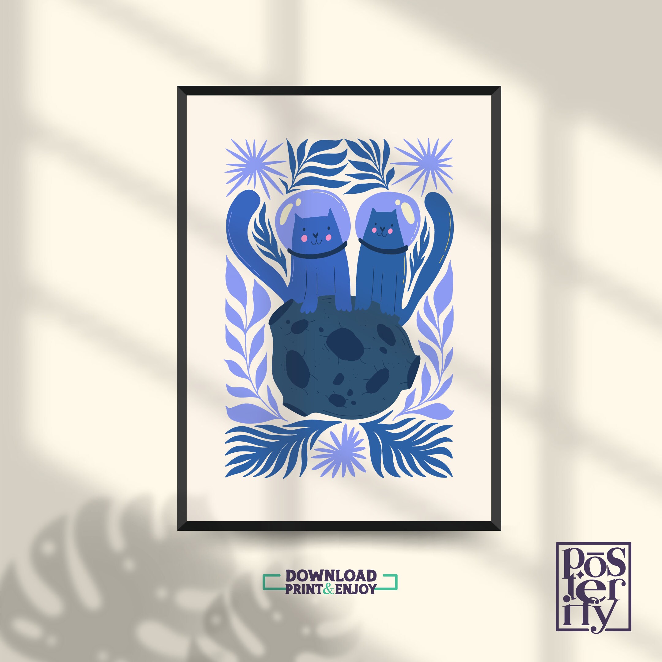 Cute Space Cat Art Print Set, Space Adventure Cats Wall Art, Cosmic ...