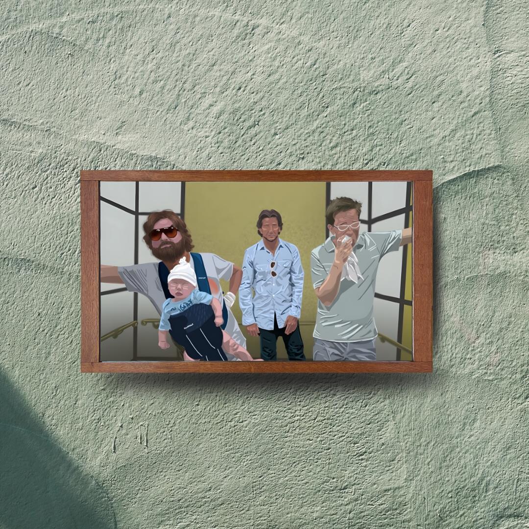 Digital Art-the Hangover Movie Print, Iconic Elevator Scene, Funny Pop ...