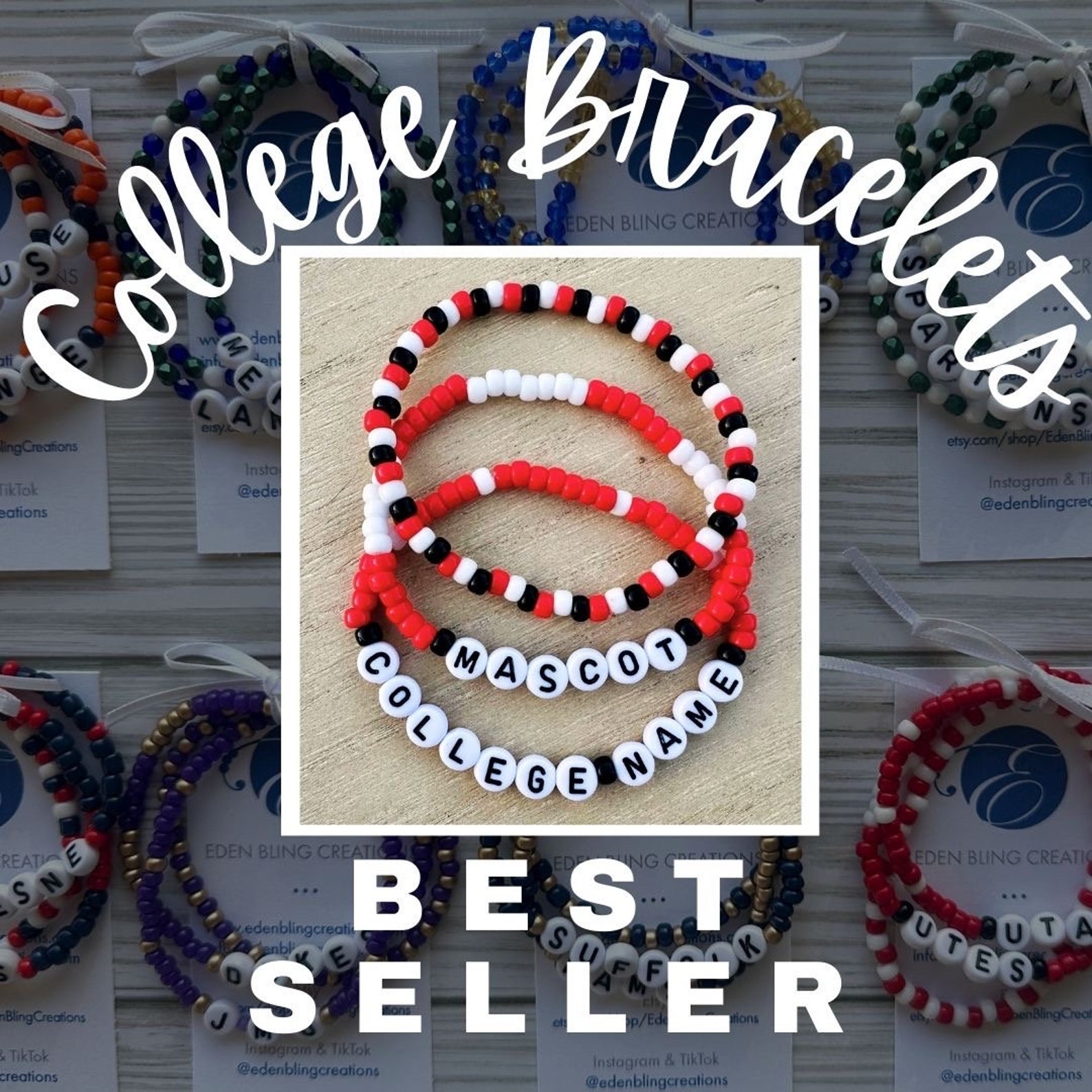 College Bracelet Game Day Stack College Decision Jewelry March Madness ...