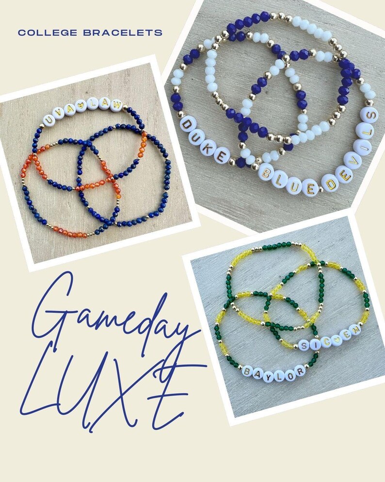 Personalized College Bracelet Stack: Game Day Jewelry, University Swag ...