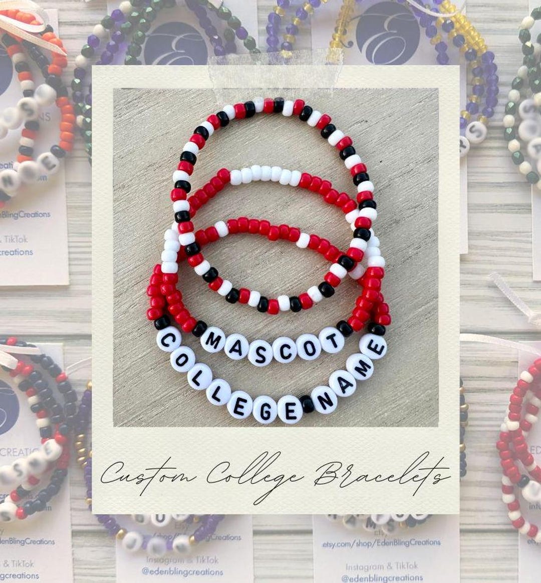 Custom College Bracelet University Game Day Stack High School ...