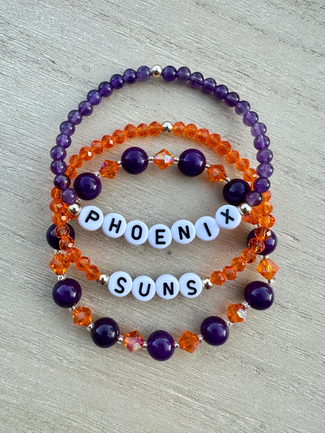 Phoenix Suns Bracelet NBA Jewelry PHX SUNS Gemstone Purple Orange ...