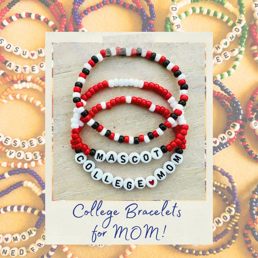 Mom College Bracelet Mother Daughter Jewelry Game Day Accessory Parents ...