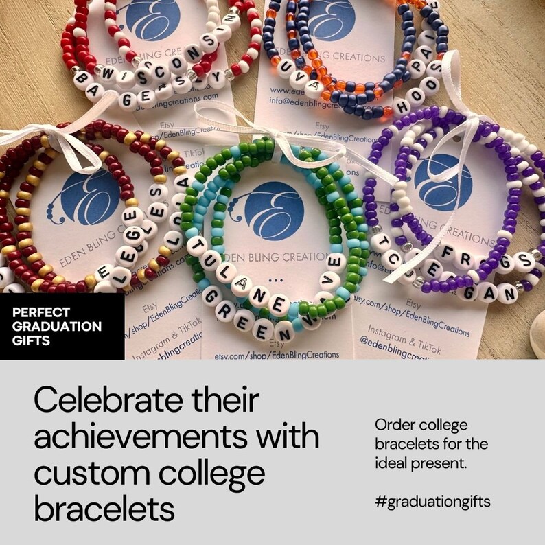 Reunion College Bracelet Custom Bracelet University Personalize Year School Jewelry Class ...