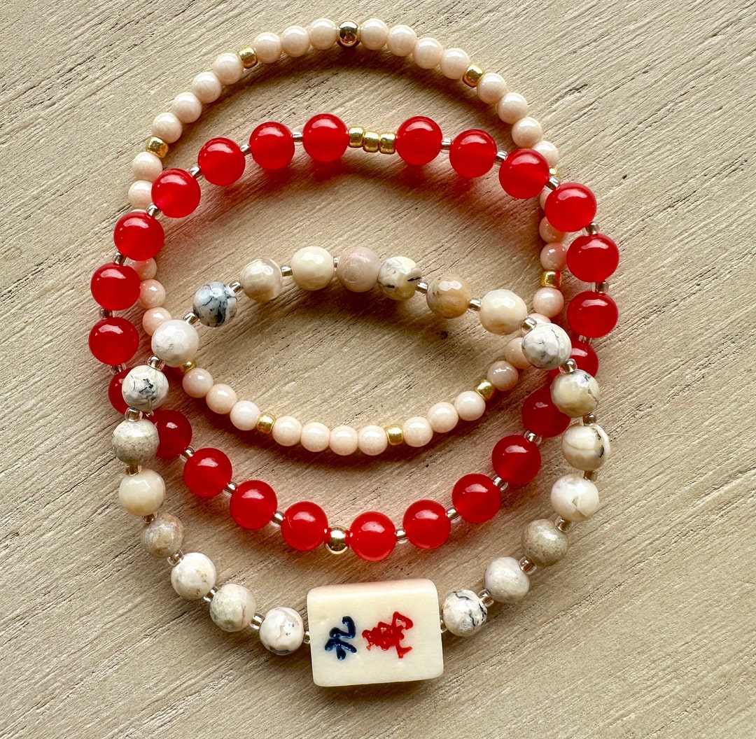 Mahjong Bracelet Set Mah Jong Tile Jewelry Mahjongg Gift for Mahjong ...