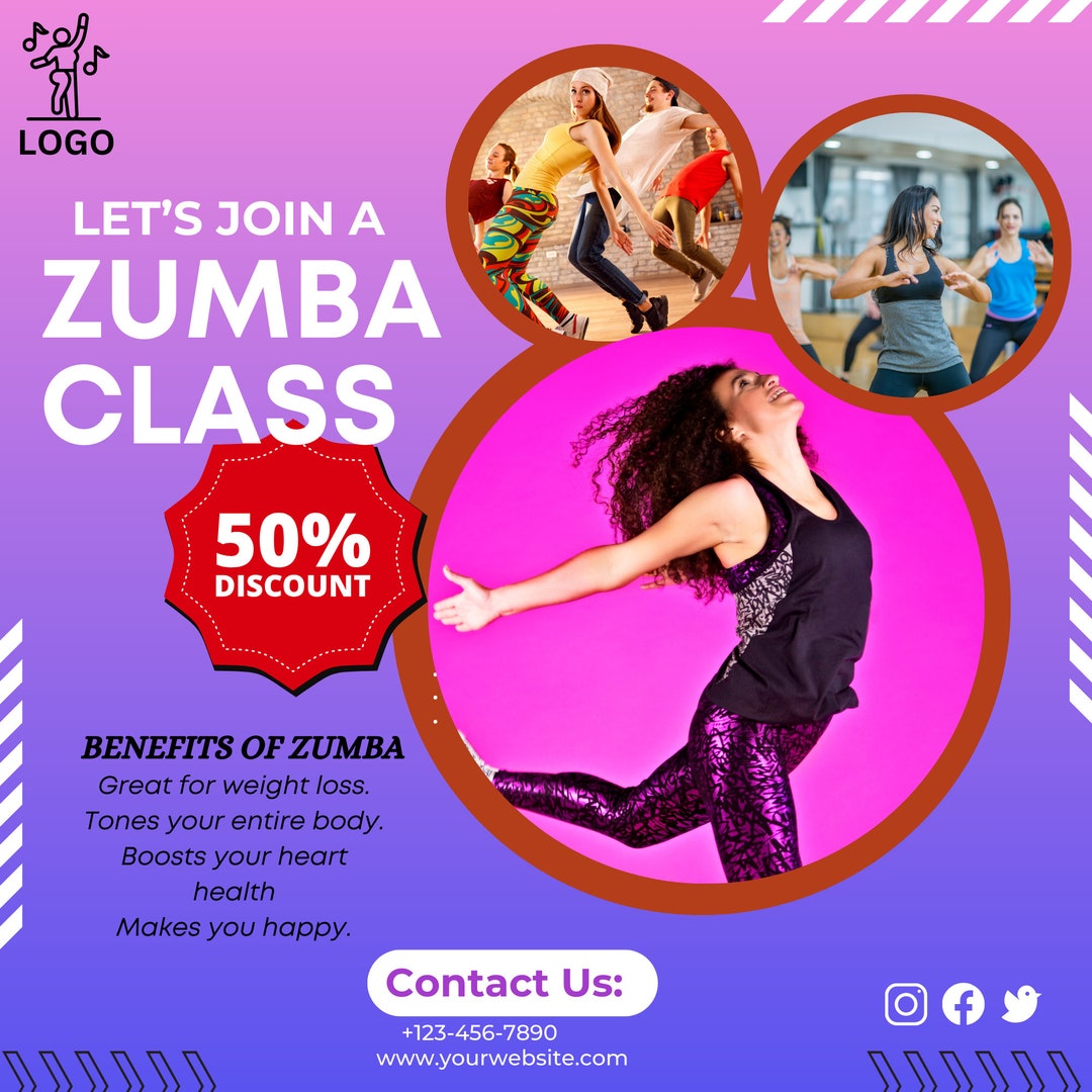 Zumba Social Media Post Templates Canva Editable - Etsy