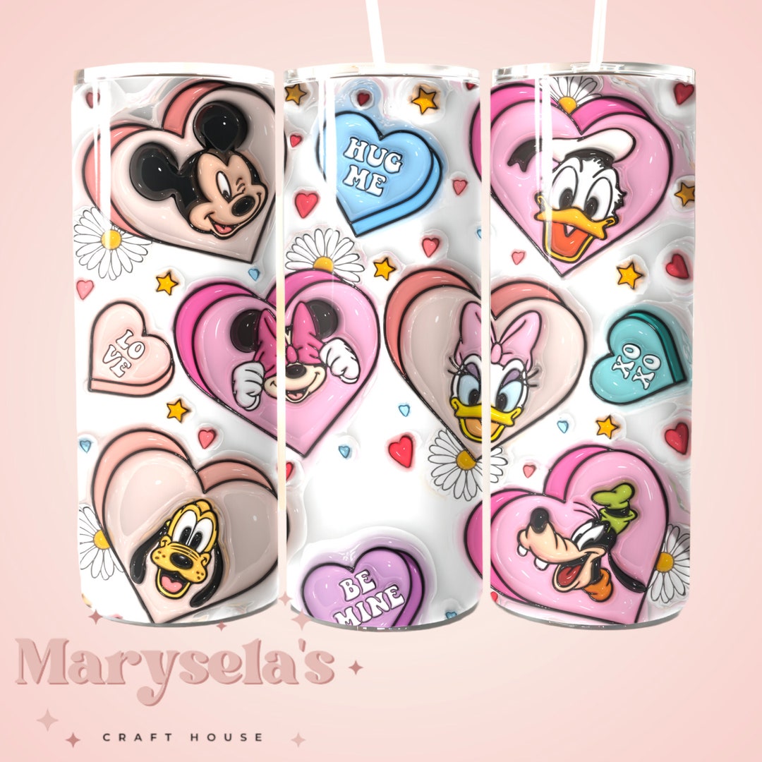 Disney Character Candy Hearts 20oz Tumbler, Disney Valentine Tumblers ...
