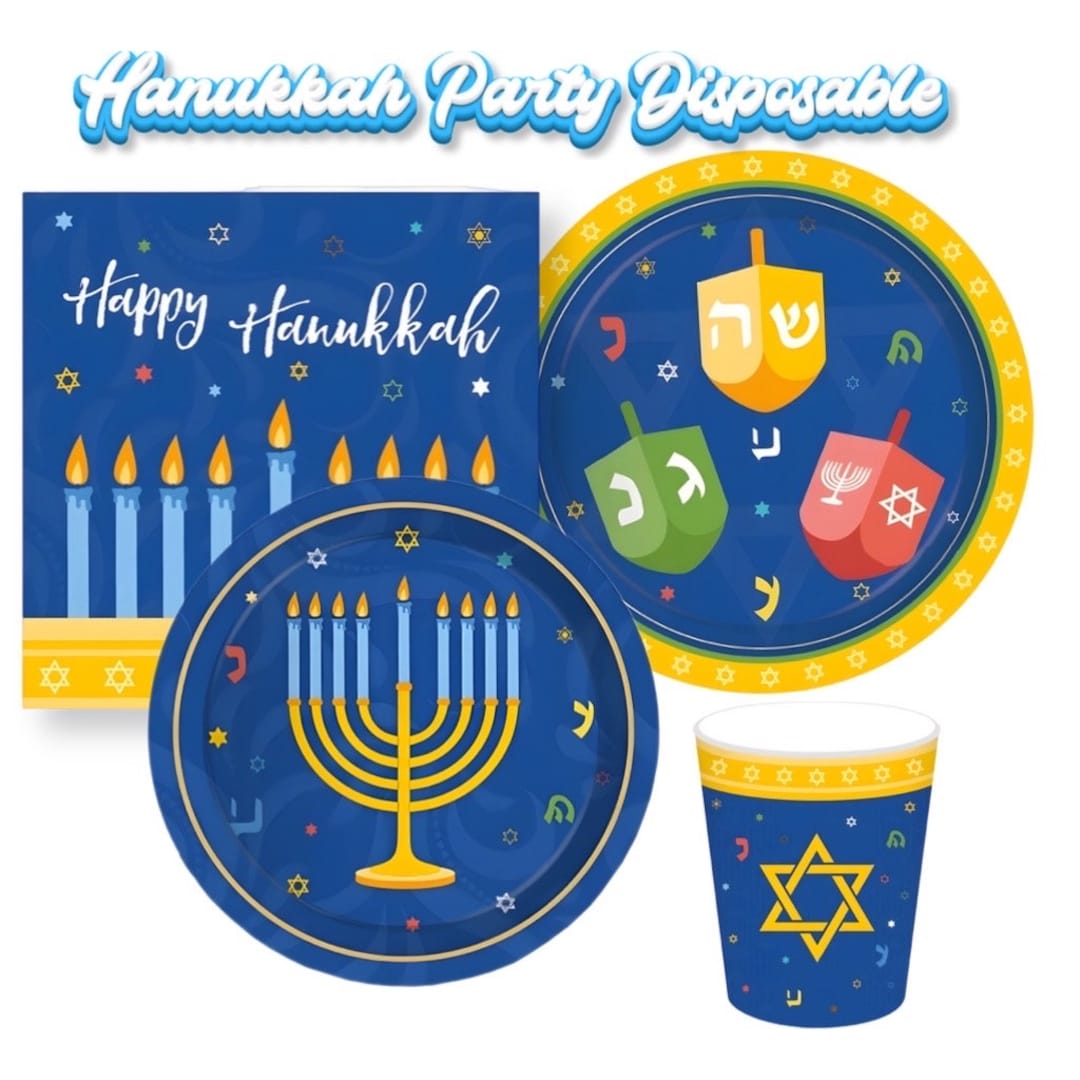 Full Set of Hanukkah Disposable Tableware Plates Napkins Cups - Etsy