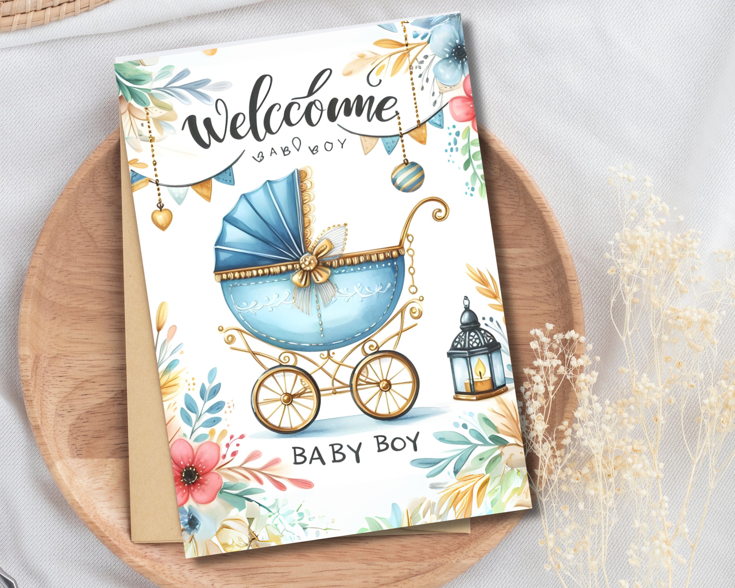 Welcome Baby Boy Card DIGITAL Download Printable Welcome - Etsy