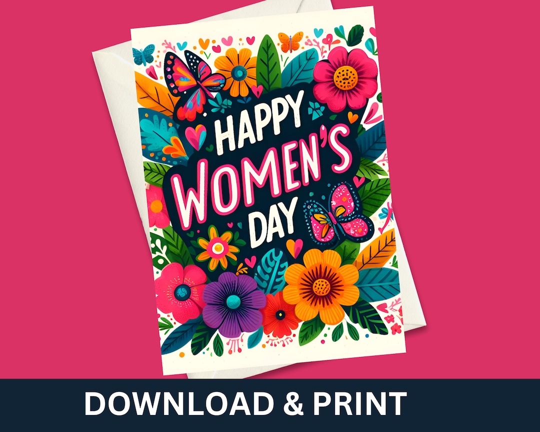 Printable Women's Day Card, Instant Download, Digital Greeting Card ...
