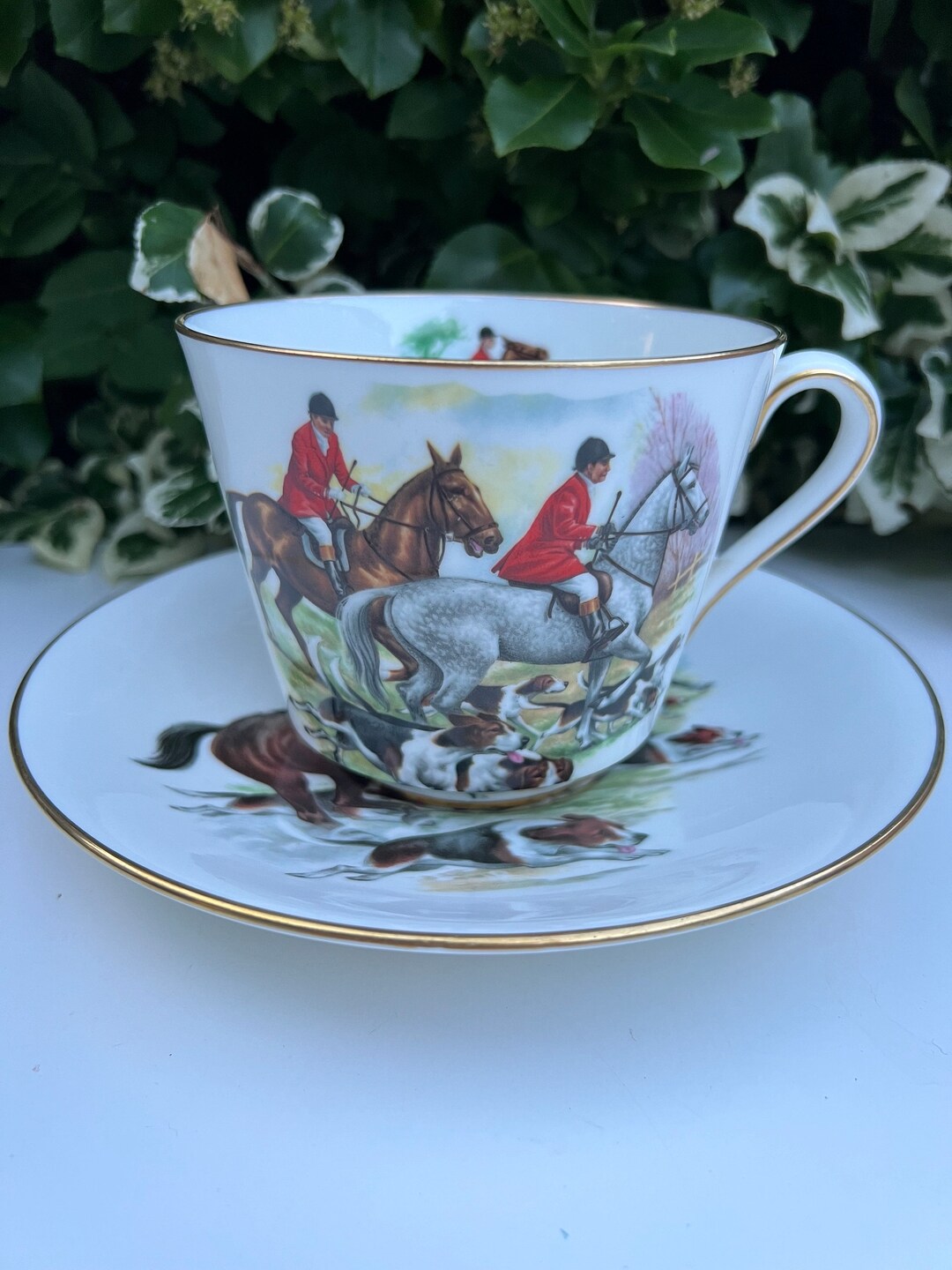 Vintage Hammersley Bone China Fox Hunt / Hunting Scene Cup and Saucer ...