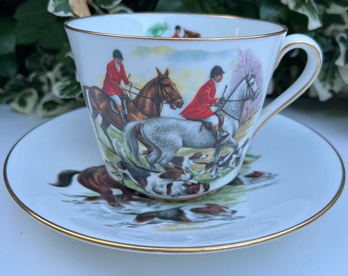 Vintage Hammersley Bone China Fox Hunt / Hunting Scene Cup and Saucer ...