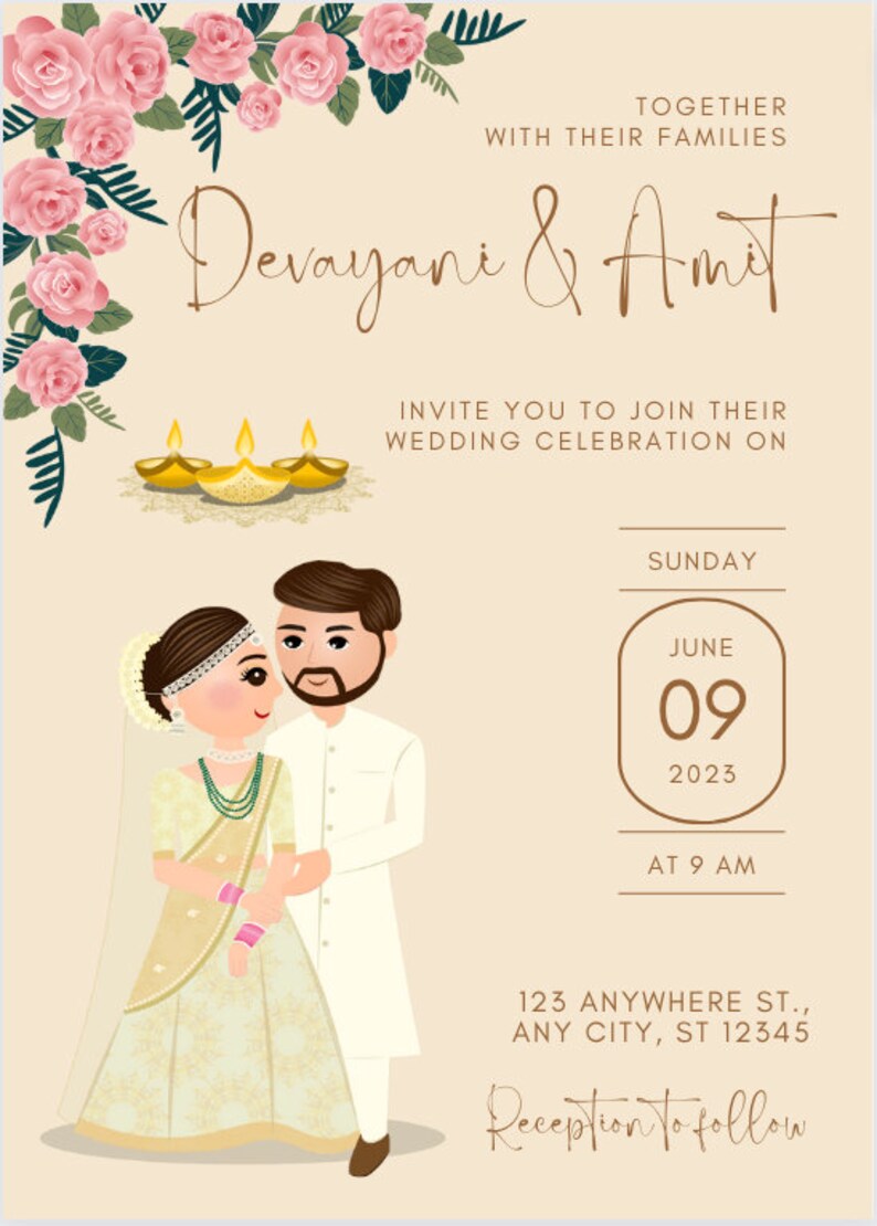 Indian Wedding Invitation Hindu Wedding Invitation Custom - Etsy