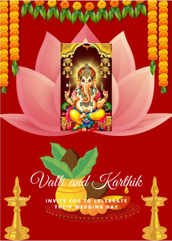 Indian Wedding Invitation | Hindu Wedding Invitation | Custom Wedding ...