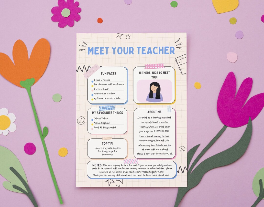 Meet Your New Teacher Digital File! Add Your Own Text and Print! - Etsy