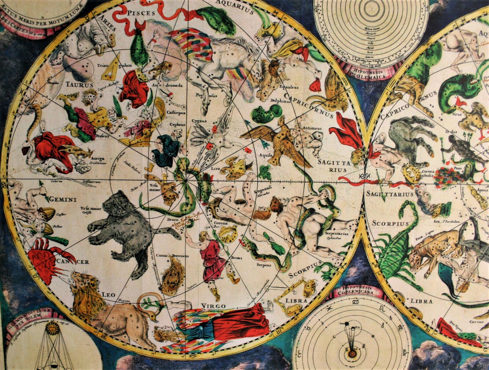 Antique Celestial Wall Map 1670s by Frederick De Wit Print on Canvas 37 ...