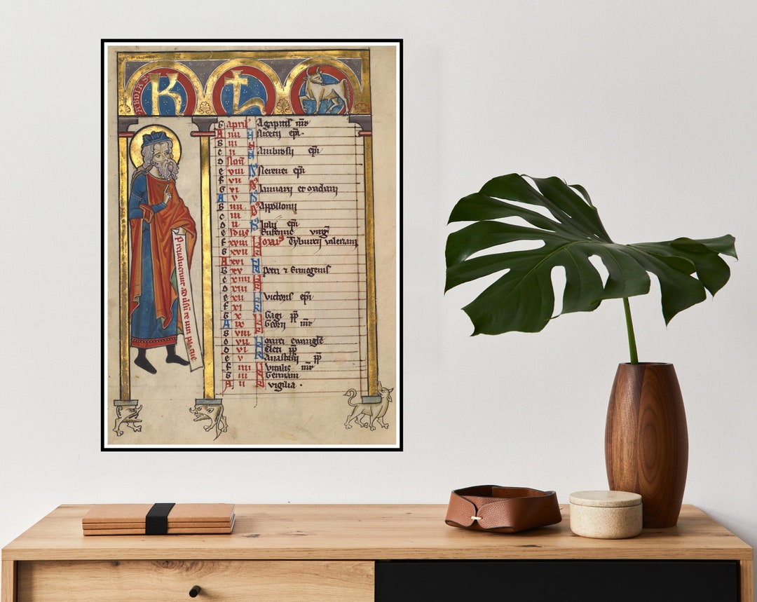 Vintage Medieval Illuminated Manuscript Poster Print - Etsy