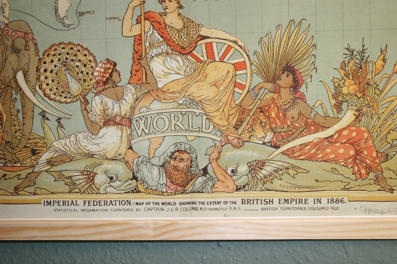 1886 Imperial Federation Wall Map of British Empire Art Print on Canvas ...