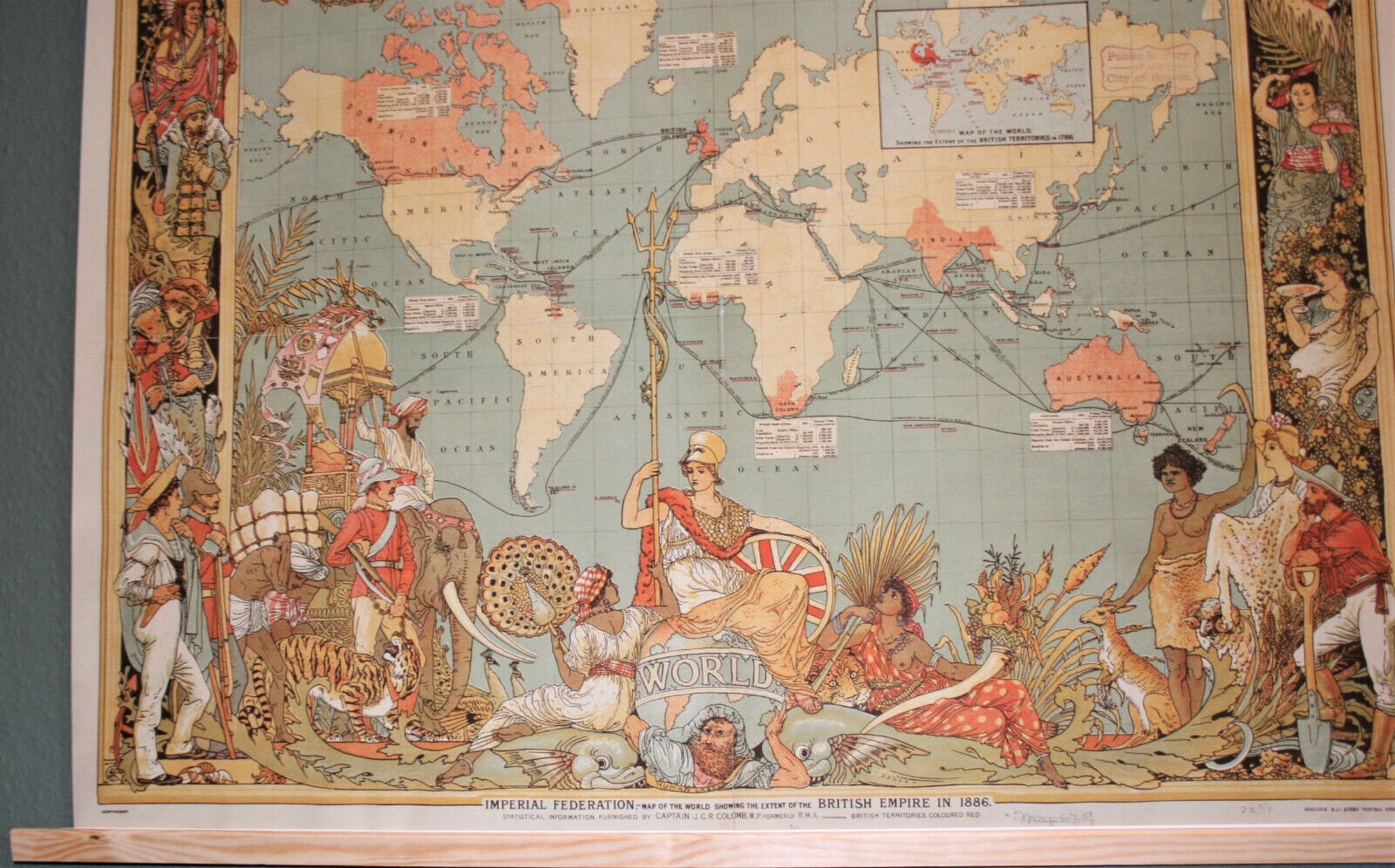 1886 Imperial Federation Wall Map of British Empire Art Print on Canvas ...