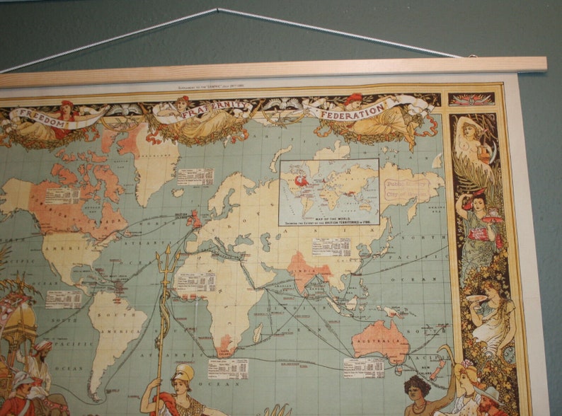 1886 Imperial Federation Wall Map of British Empire Art Print on Canvas ...