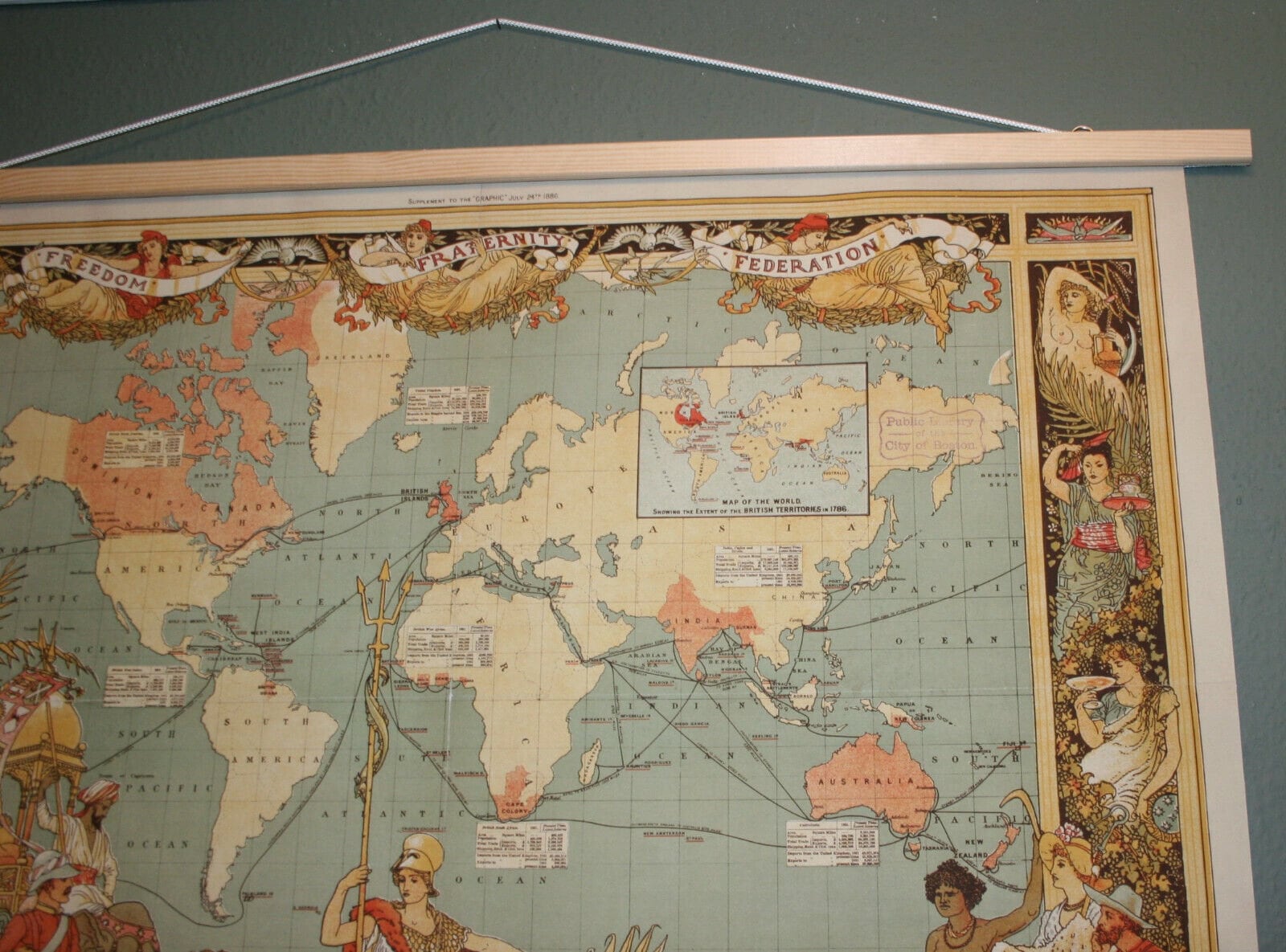 1886 Imperial Federation Wall Map of British Empire Art Print on Canvas ...