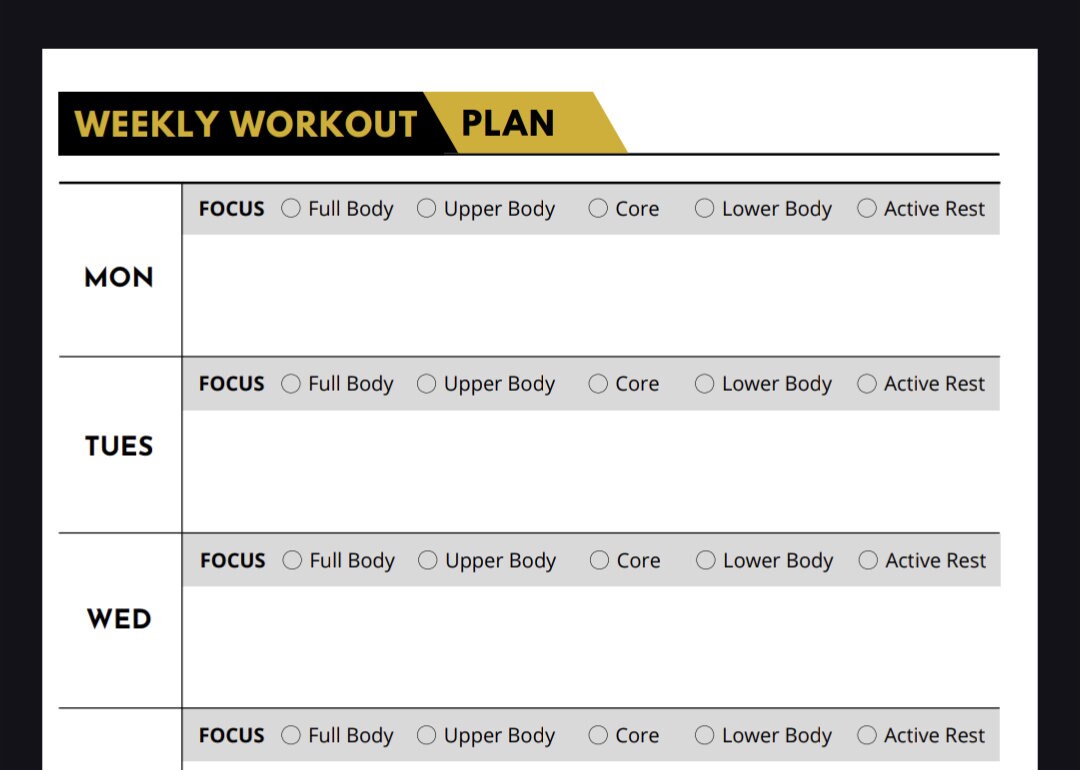 Weekly Workout Planner Template for Print - Etsy