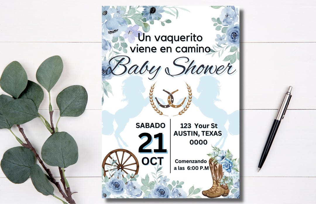 Vaquerito Baby Shower Invitation Blue - Etsy