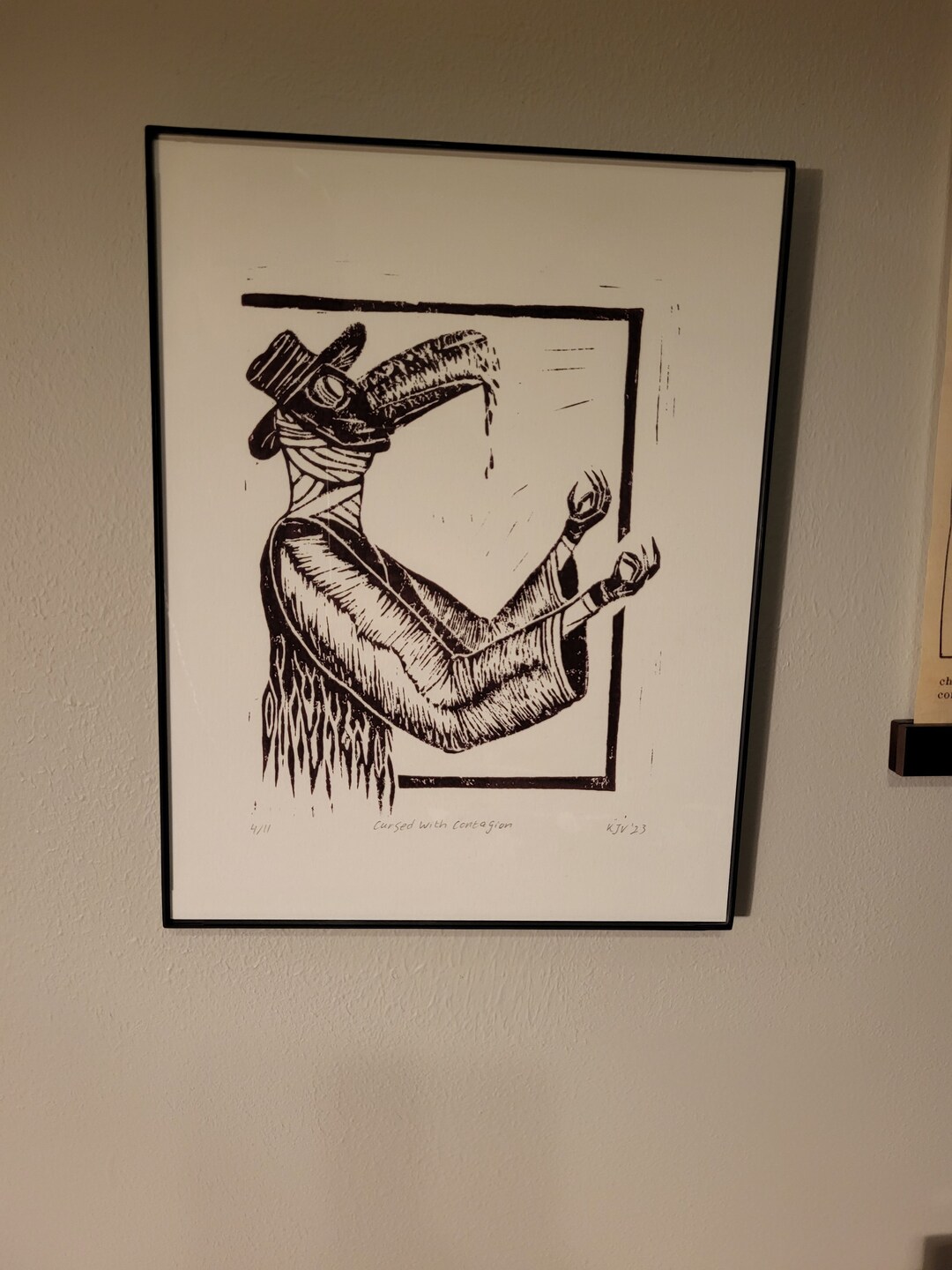 Cursed With Contagion Handmade Numbered Block Print Linoleum Cut Wall ...