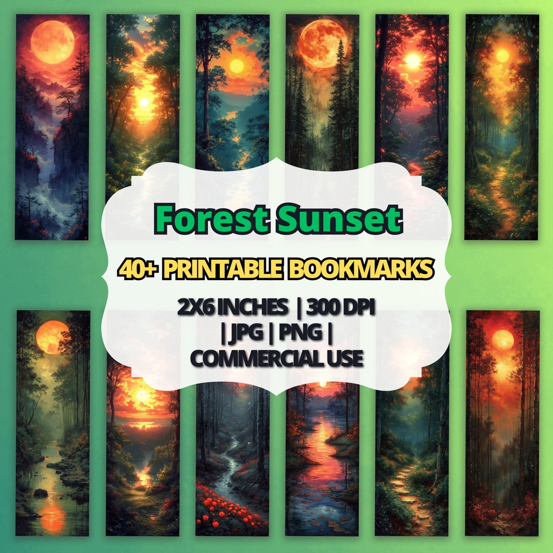 40 Forest Sunset Sublimation Bookmarks Digital Instant Download JPG ...
