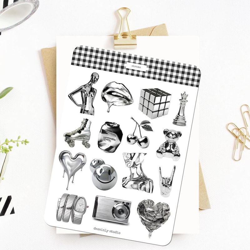Aesthetic Chrome Stickers - Etsy