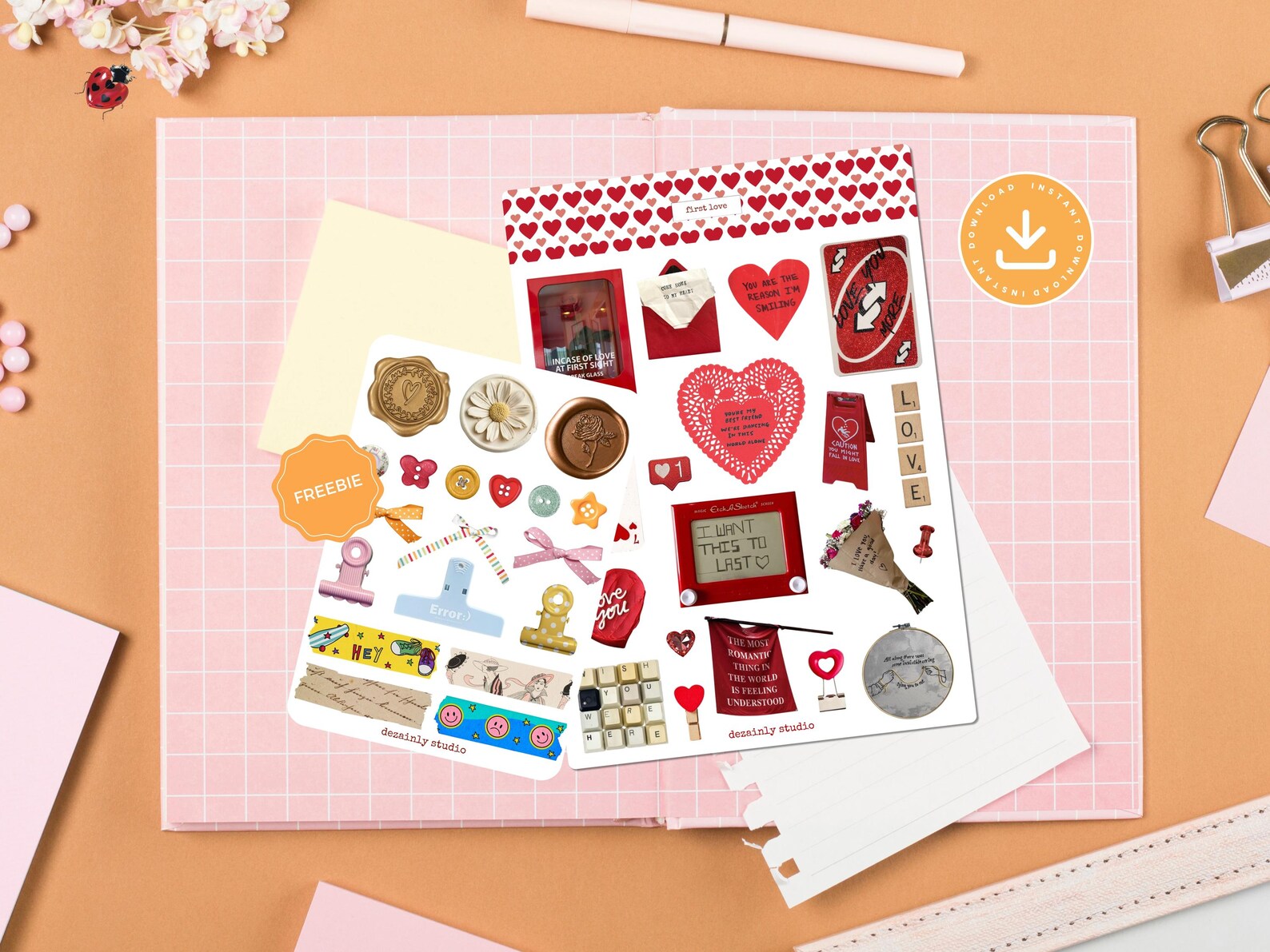 First Love Quotes Printable Sticker Sheet | Aesthetic Relationship Junk ...