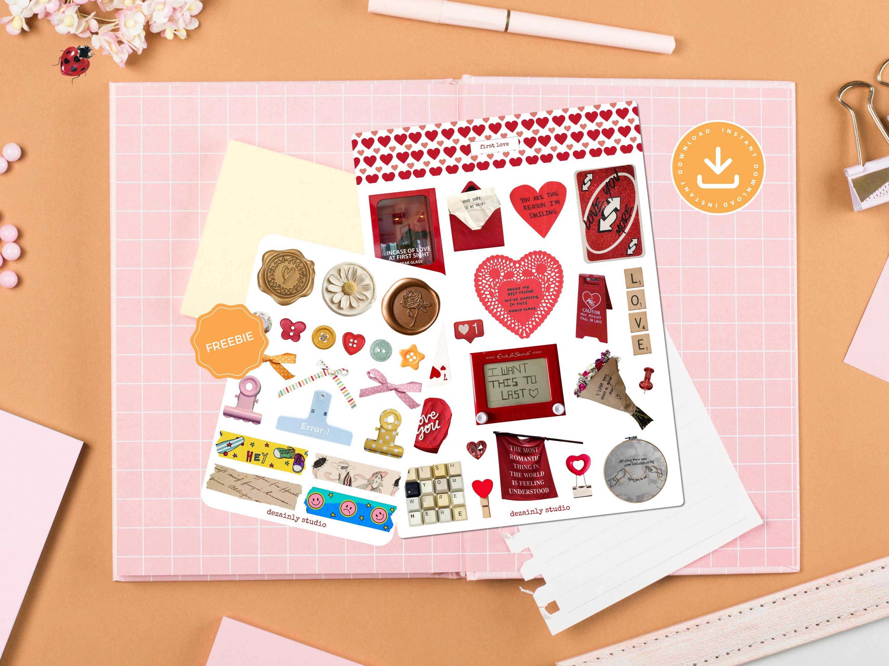 First Love Quotes Printable Sticker Sheet | Aesthetic Relationship Junk ...