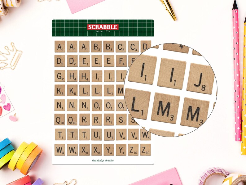 Wood Letter Tile Printable Sticker Sheet | Scrabble Letters PNG | Junk ...