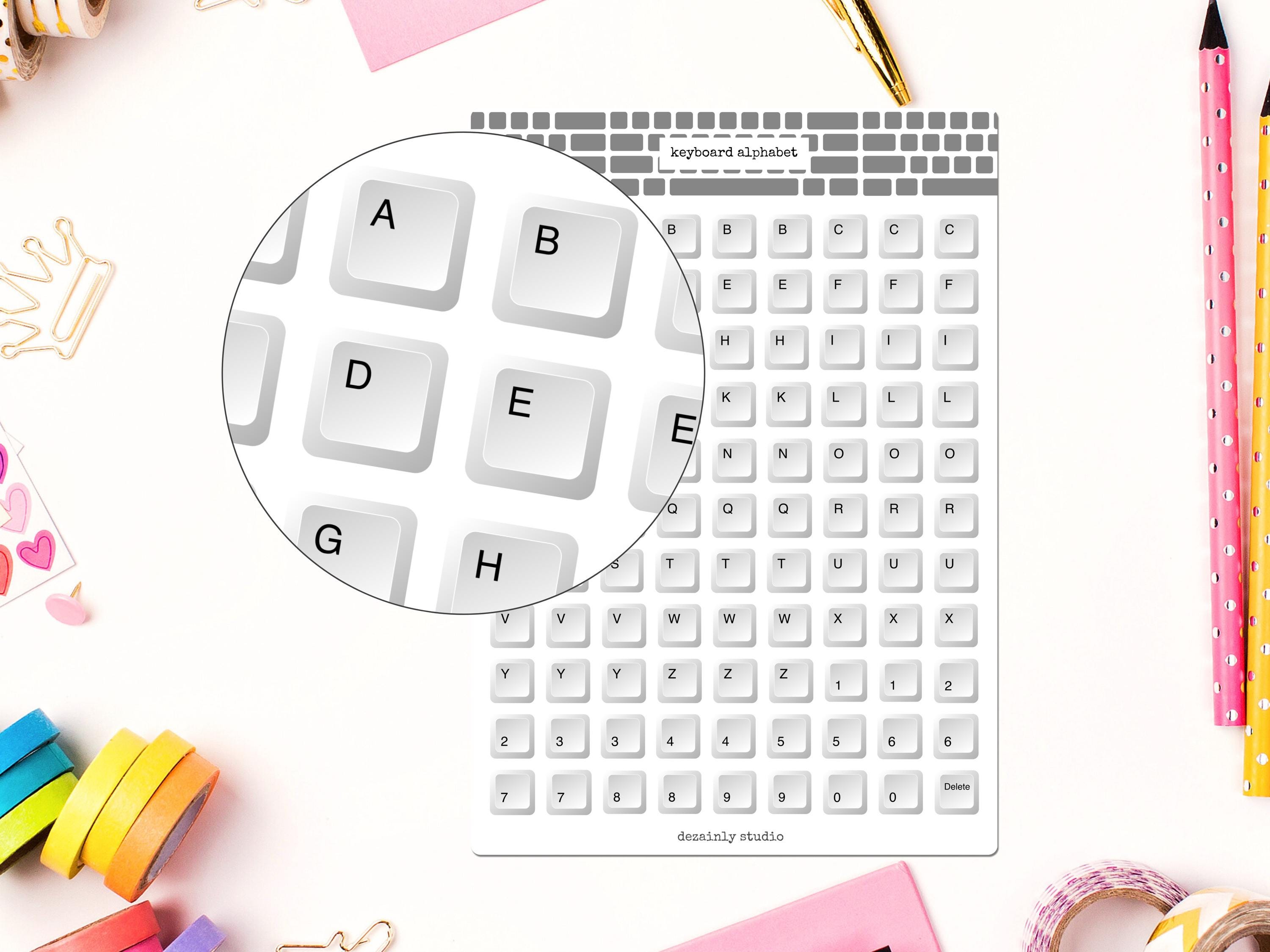 White Keyboard Alphabet Printable Stickers | Keyboard Caps Letters ...