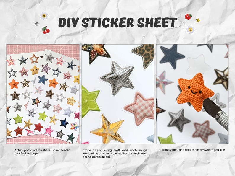 Aesthetic Stars Printable Sticker Sheet | 35 Cute Star Collection Junk ...