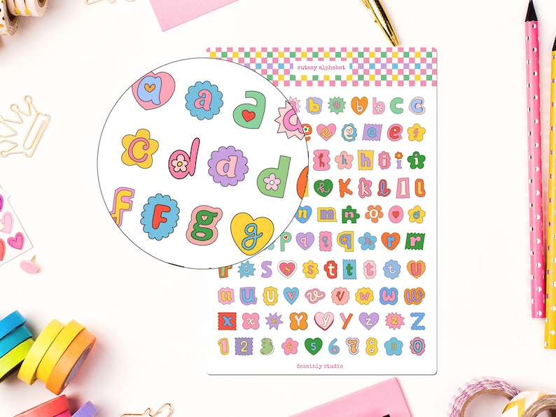 Cute Font Alphabet Printable A5 Sticker Sheet | Dopamine Junk Journal ...
